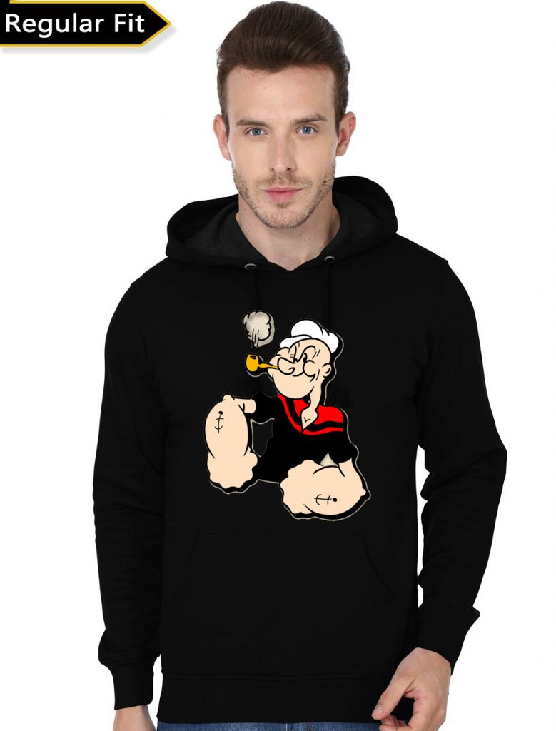 Popeye the Sailor Man Black Hoodie - Shark Shirts