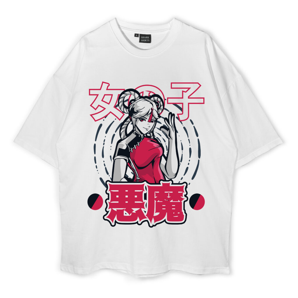 Anime Manga Girl Coding Oversized T-Shirt - Shark Shirts