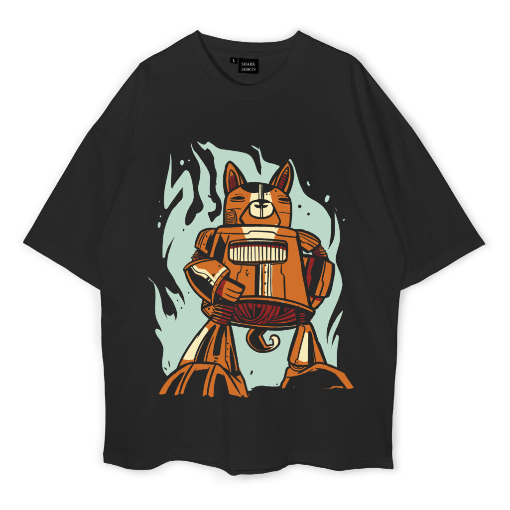 Robot Dog Oversized T-Shirt - Shark Shirts